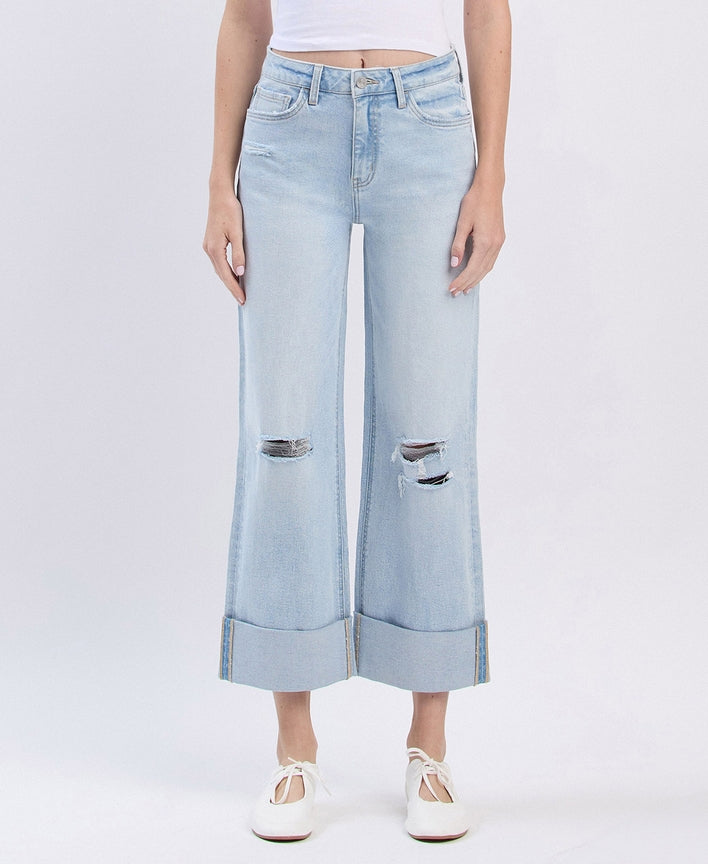 Super High Rise Double Cuffed Baggy Wide Leg Jeans • Lt Denim – Tonya's ...