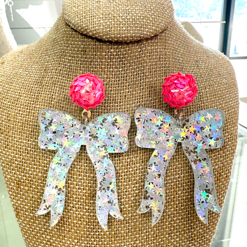 Sparkle Star Silver Bow • Acrylic – Tonya's Treasures Inc.