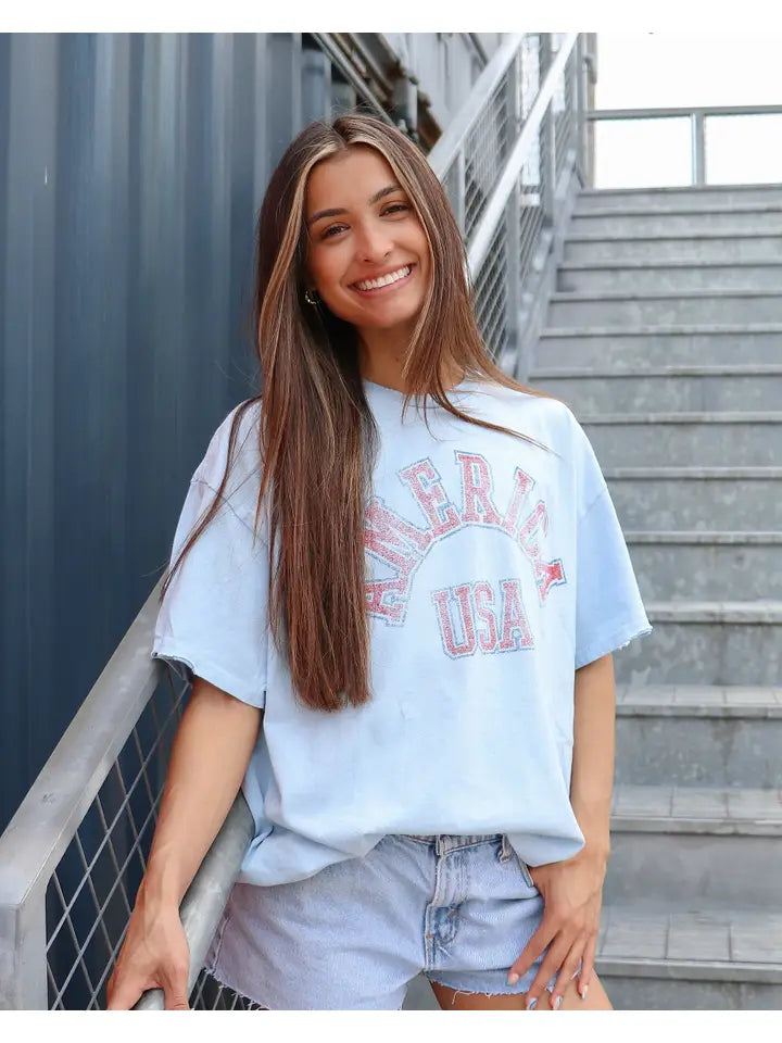 4th of July Arched Tee • Lt. Blue – Tonya's Treasures Inc.