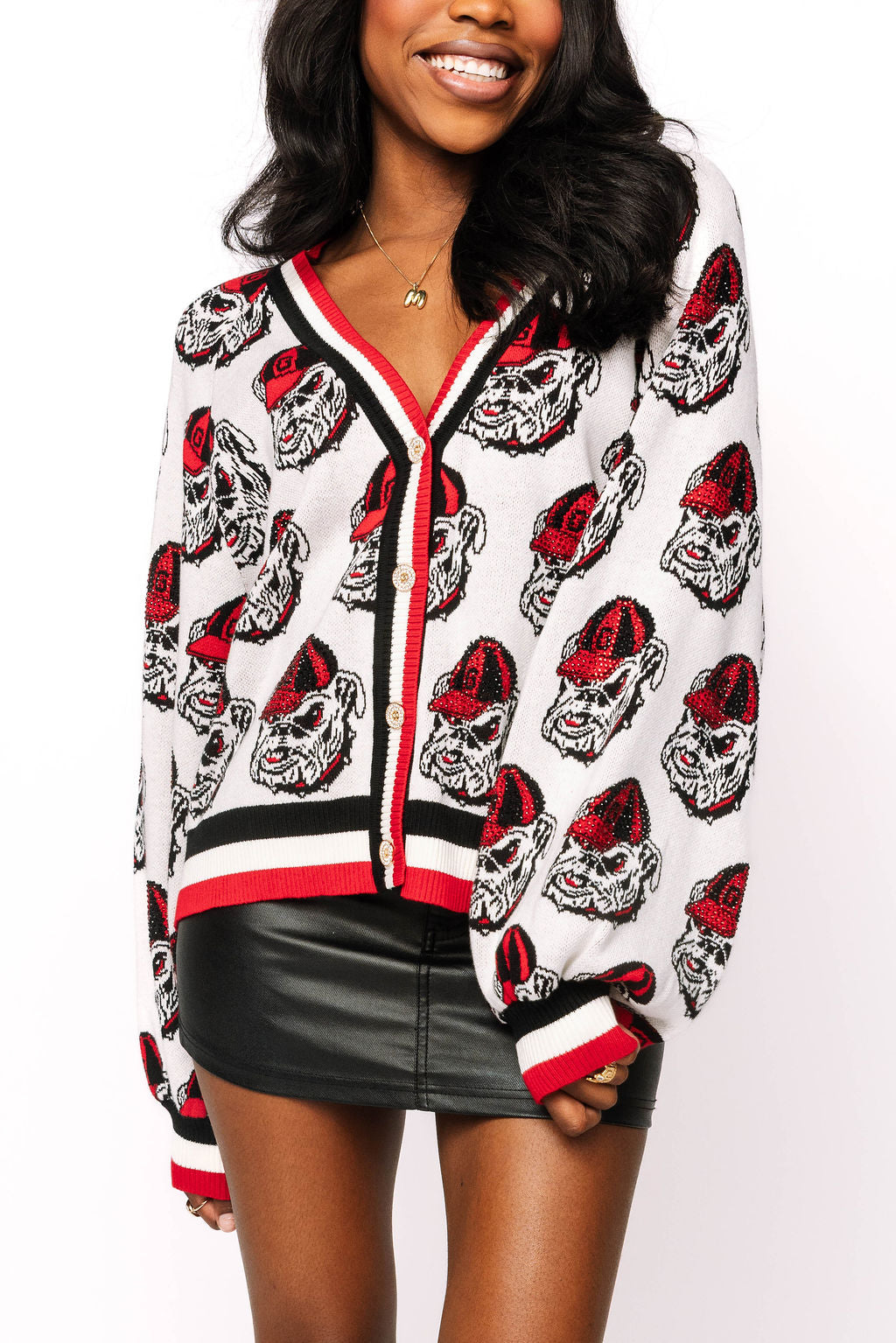 Licensed UGA Knit In Mascot Rhinestone Cardigan | Queen Of Sparkles ...